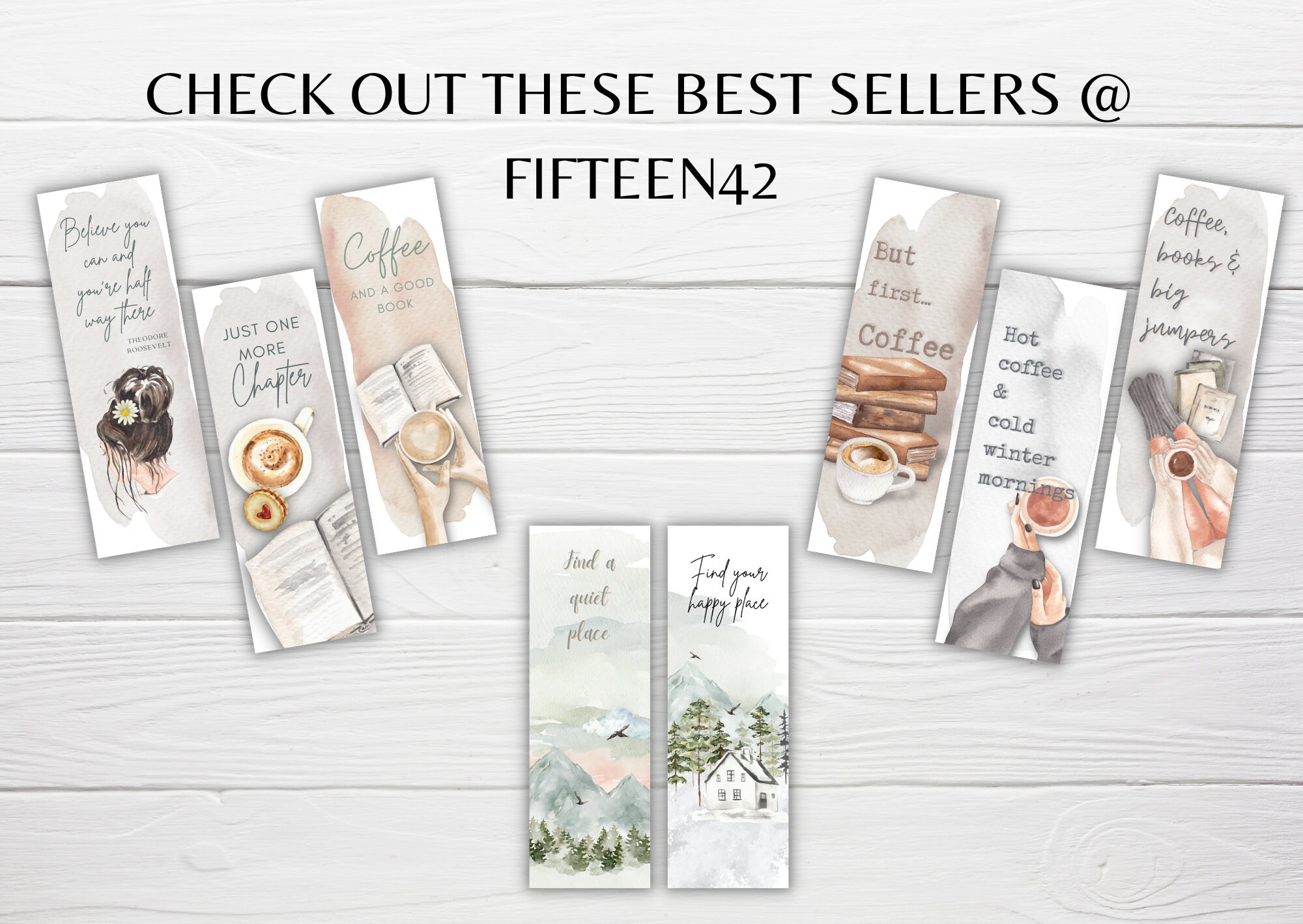 Printable Bookmarks Png Set of 2 Bookmarks Watercolour Digital ...