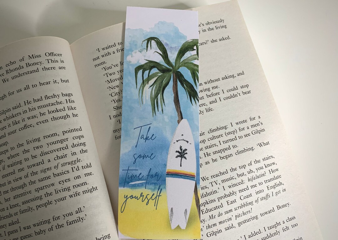 Printable Watercolour Bookmark Surf Bookmark Take Some Time for ...