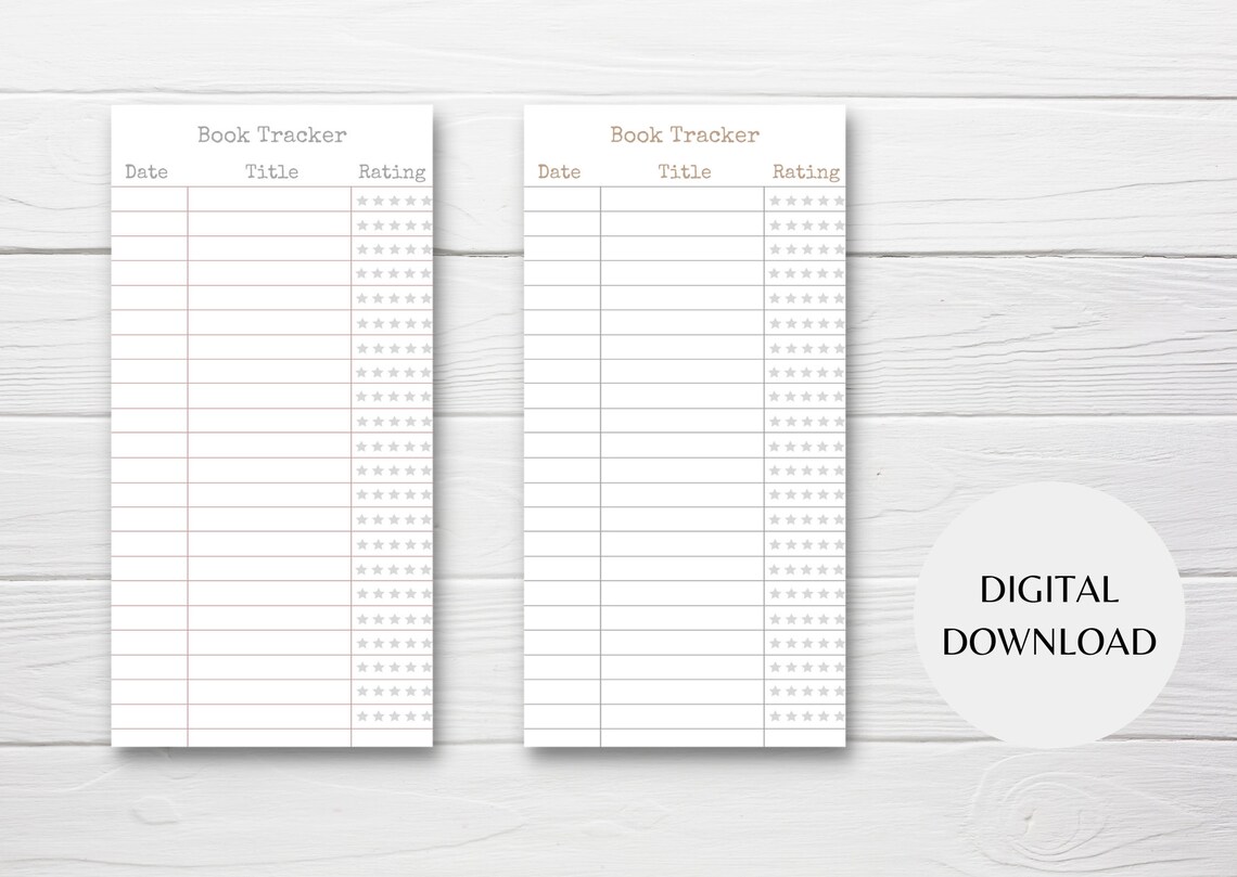 Printable Bookmarks Book Tracker Bookmarks Set of 6 Instant Download ...