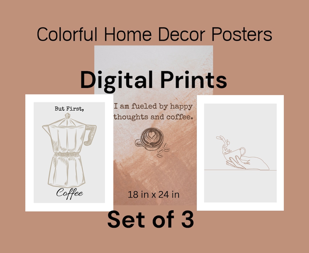 High Quality Cafe Art, Digital Printable, Instant Downloadable Art, Set ...