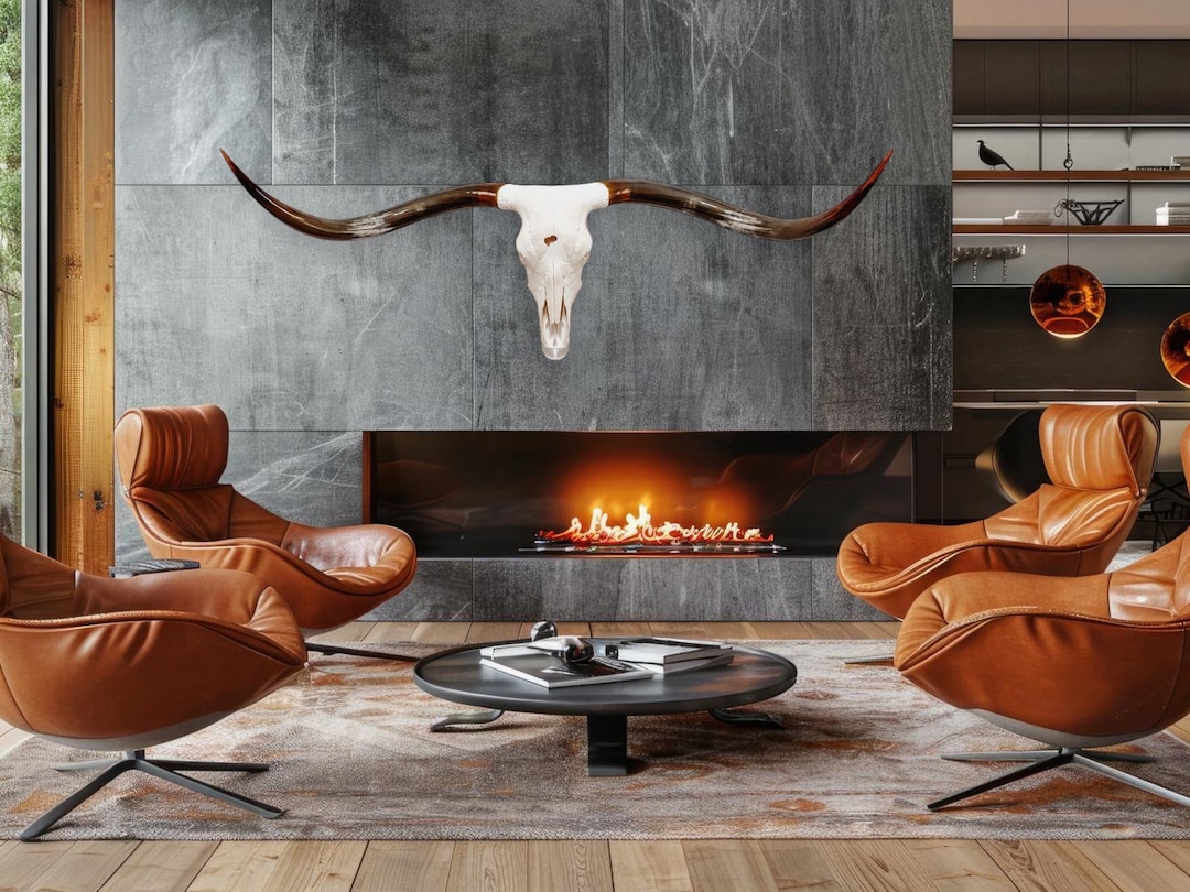 Real Texas Longhorn Cow Skull Modern Western Decor Perfect Wall Accent ...