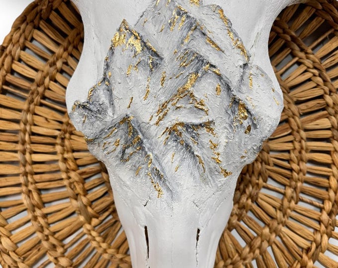 Longhorn Cow Skull | Painted Skull Art | Western Luxury Home Decor 653 ...