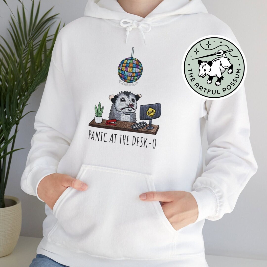 Panic at the Desk-o-possum Medium Weight Unisex Hooded Sweatshirt Cute ...