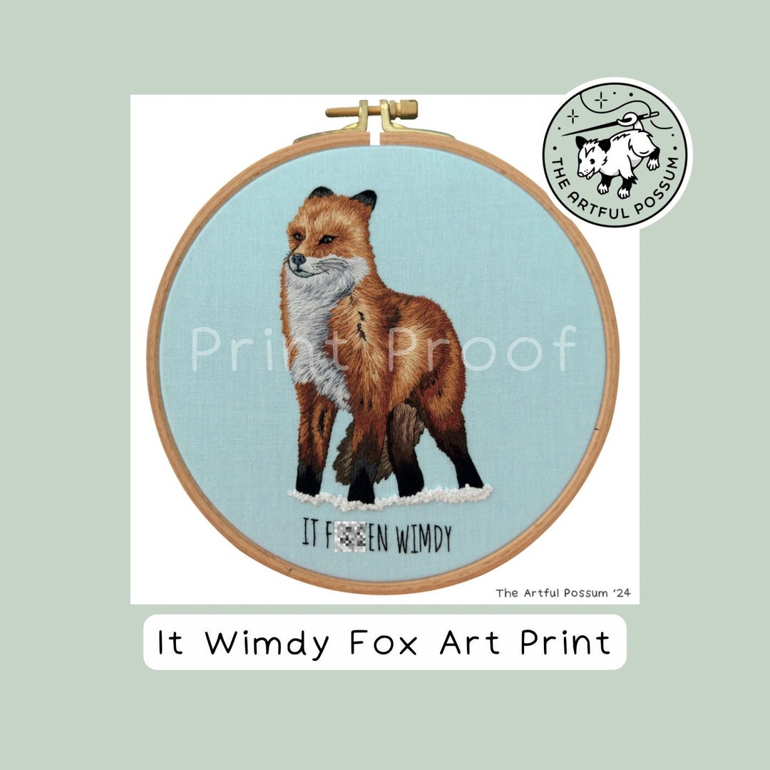 It Wimdy Fox Hand Embroidery Art Print 400gsm Soft Touch Laminate Print ...