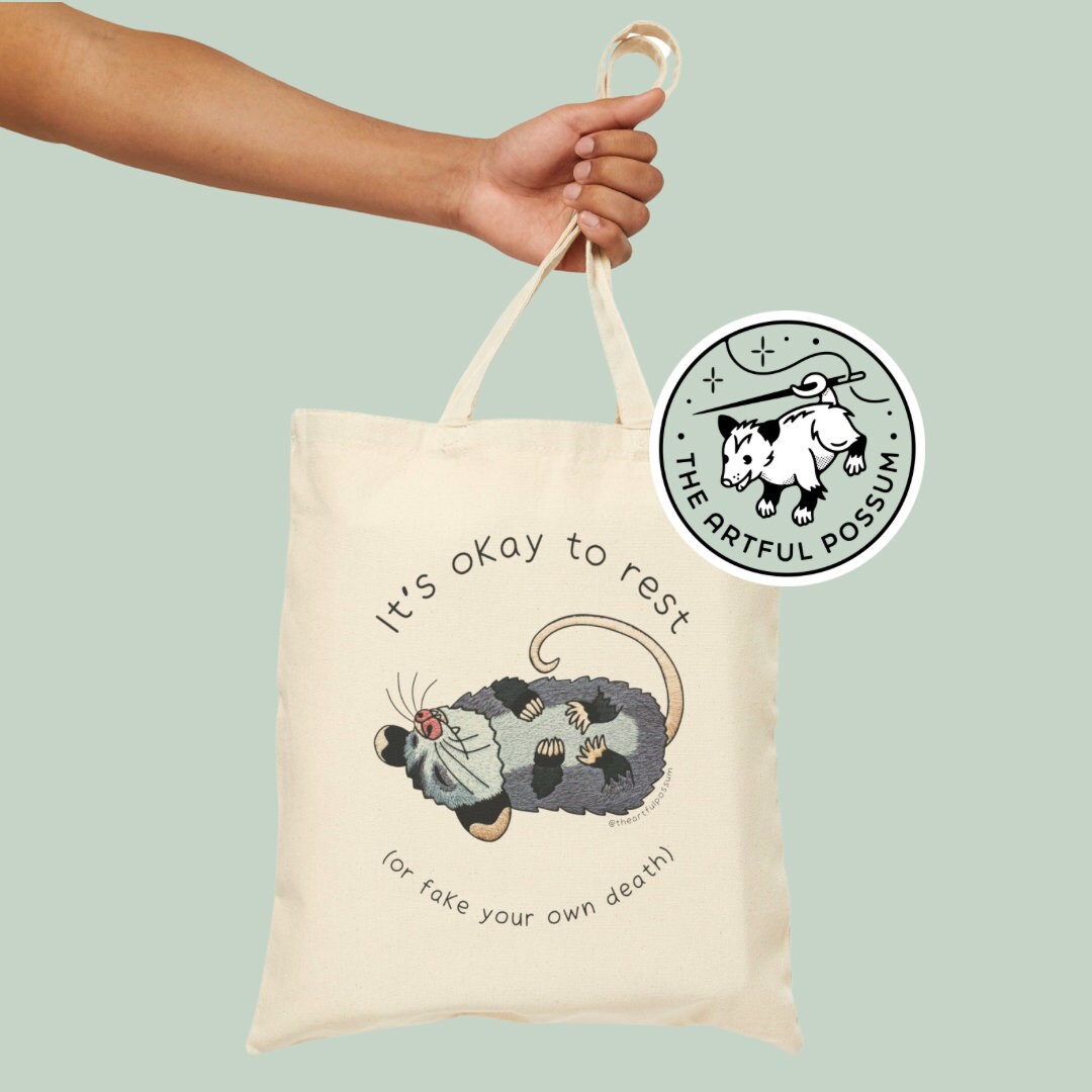 Restful Opossum - Fake Your Own Demise Possum Hand Embroidery PRINT ...