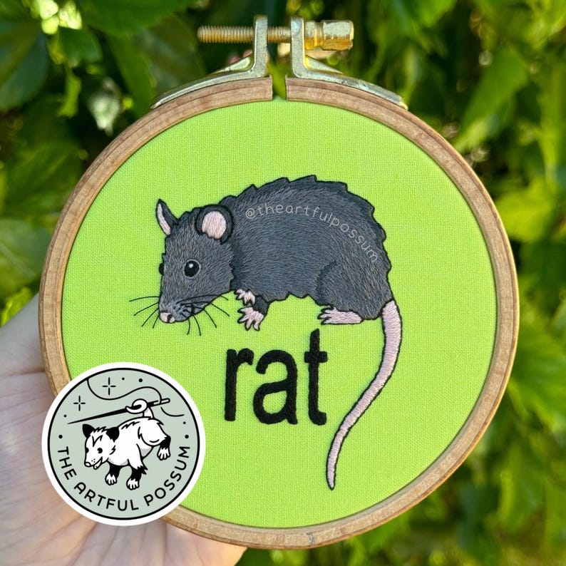 Rat - Hand Embroidery Digital Download PDF Template Tutorial - Rat Girl ...