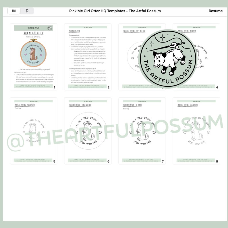 OTTER - Hand Embroidery Digital Download PDF Template Tutorial Guide ...