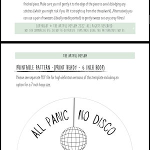 Panic Party Possum - All Panic No Disco Opossum Hand Embroidery PDF ...