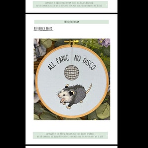 Panic Party Possum - All Panic No Disco Opossum Hand Embroidery PDF ...