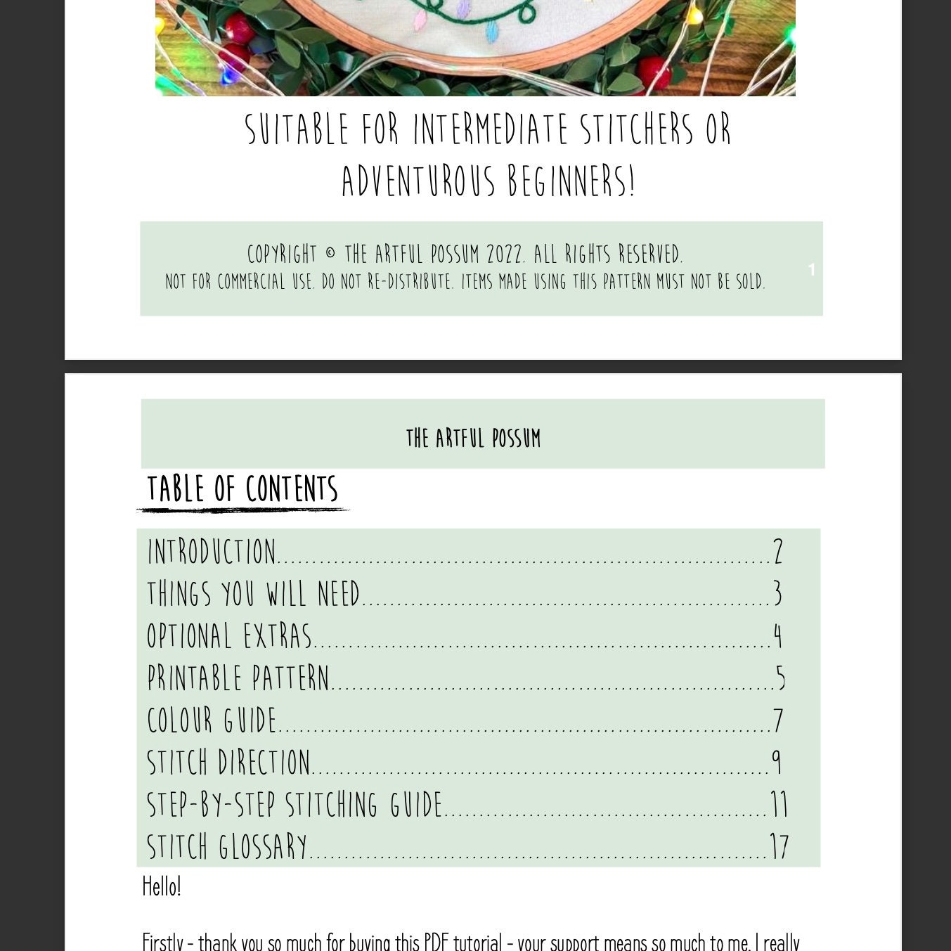 Merry Crisis Possum Hand Embroidery PDF Tutorial and Pattern - Etsy