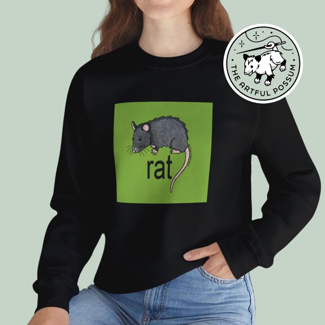 Rat Green Background Medium Weight Crewneck Sweatshirt Meme Sweater ...