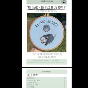 Panic Party Possum - All Panic No Disco Opossum Hand Embroidery PDF ...