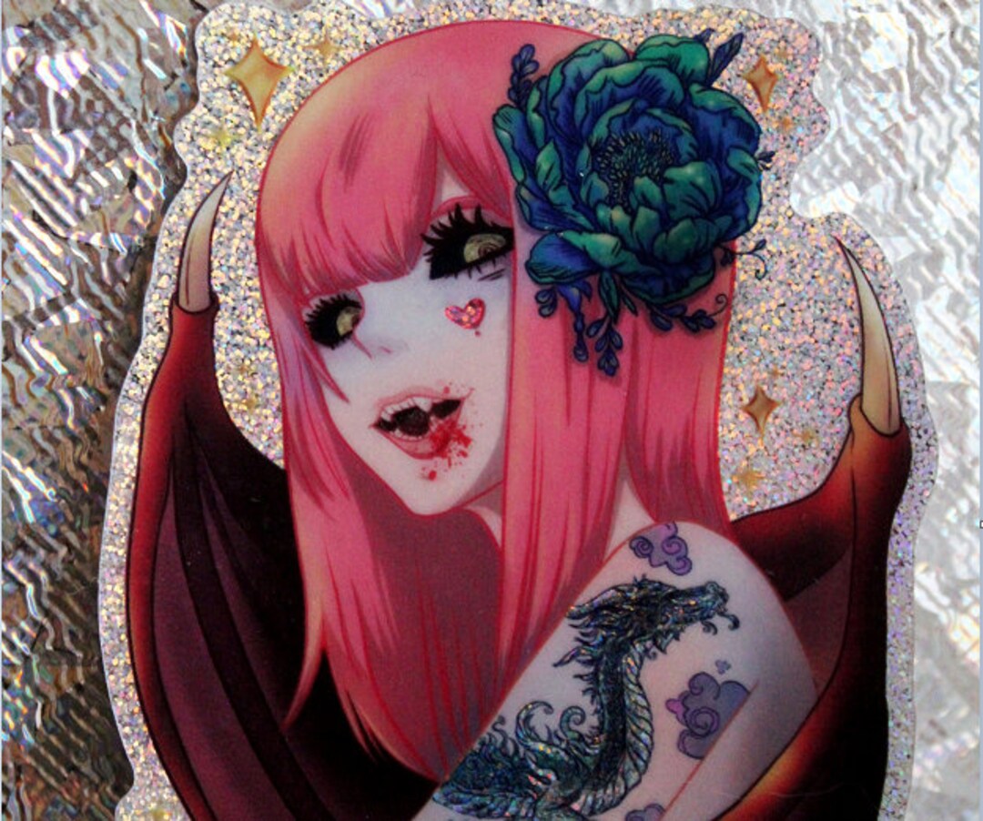 Vampire Anime Glitter Vinyl Decal - Etsy