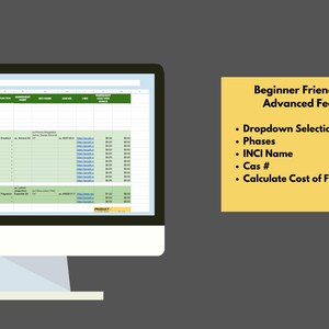 Product Formulation Template Product Pricing Cost Analysis | Etsy