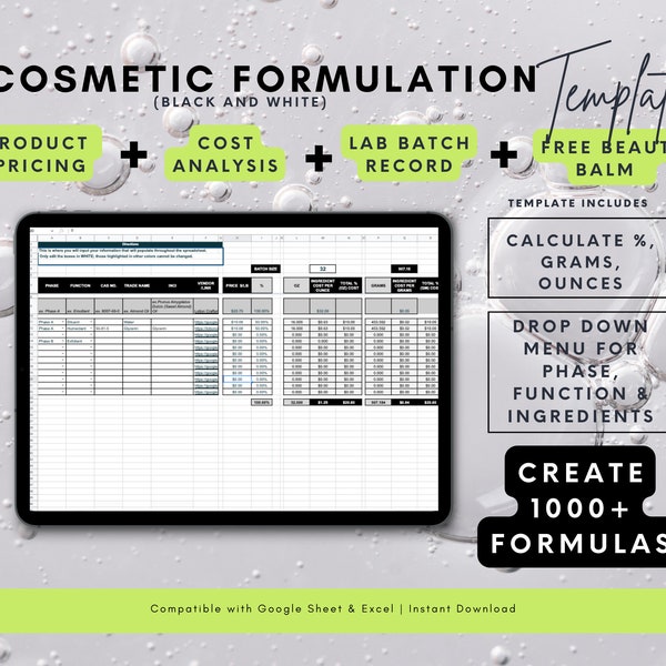 Product Formulation Template - Etsy