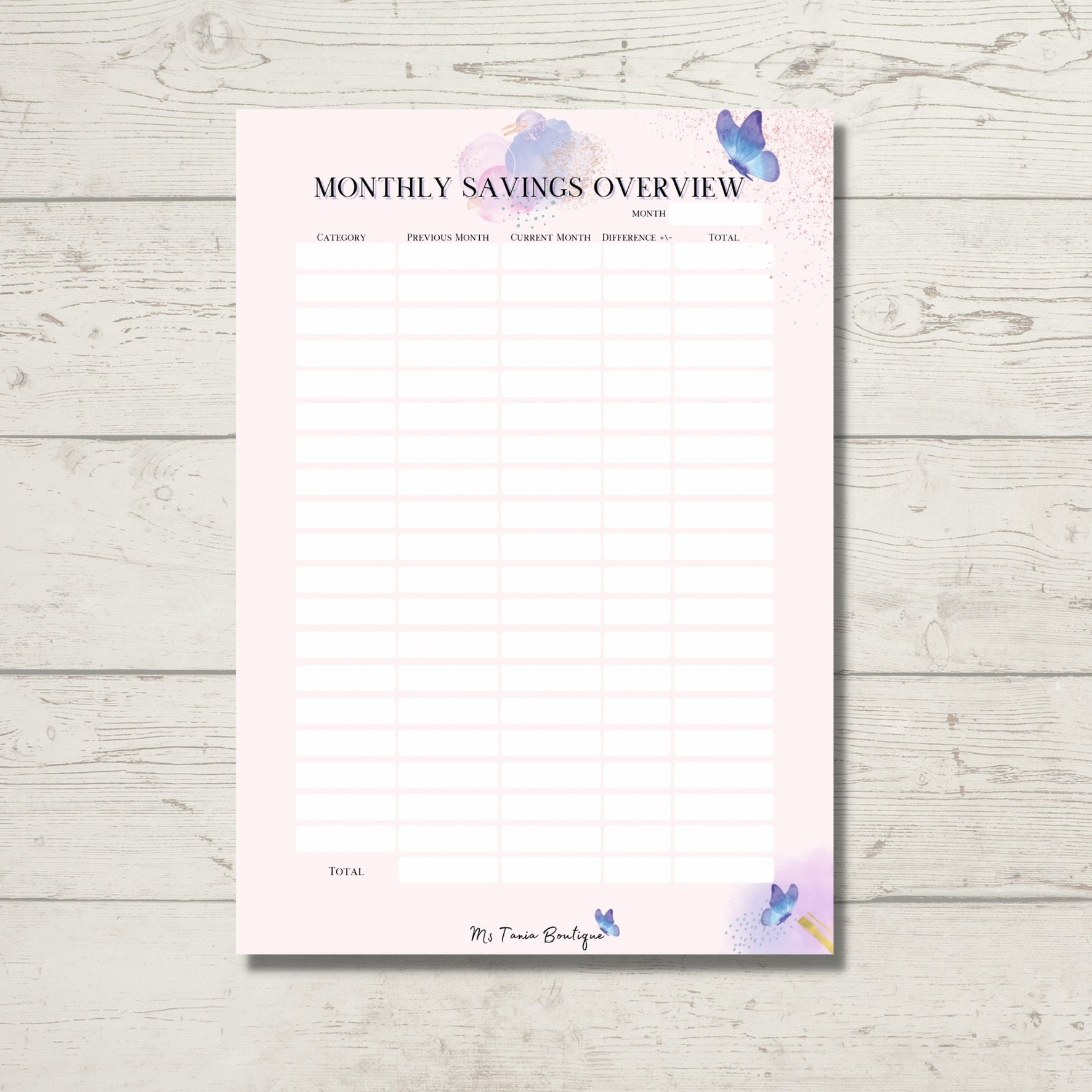 Printable Monthly Savings Overview, Finance Tracker, Savings Tracker ...