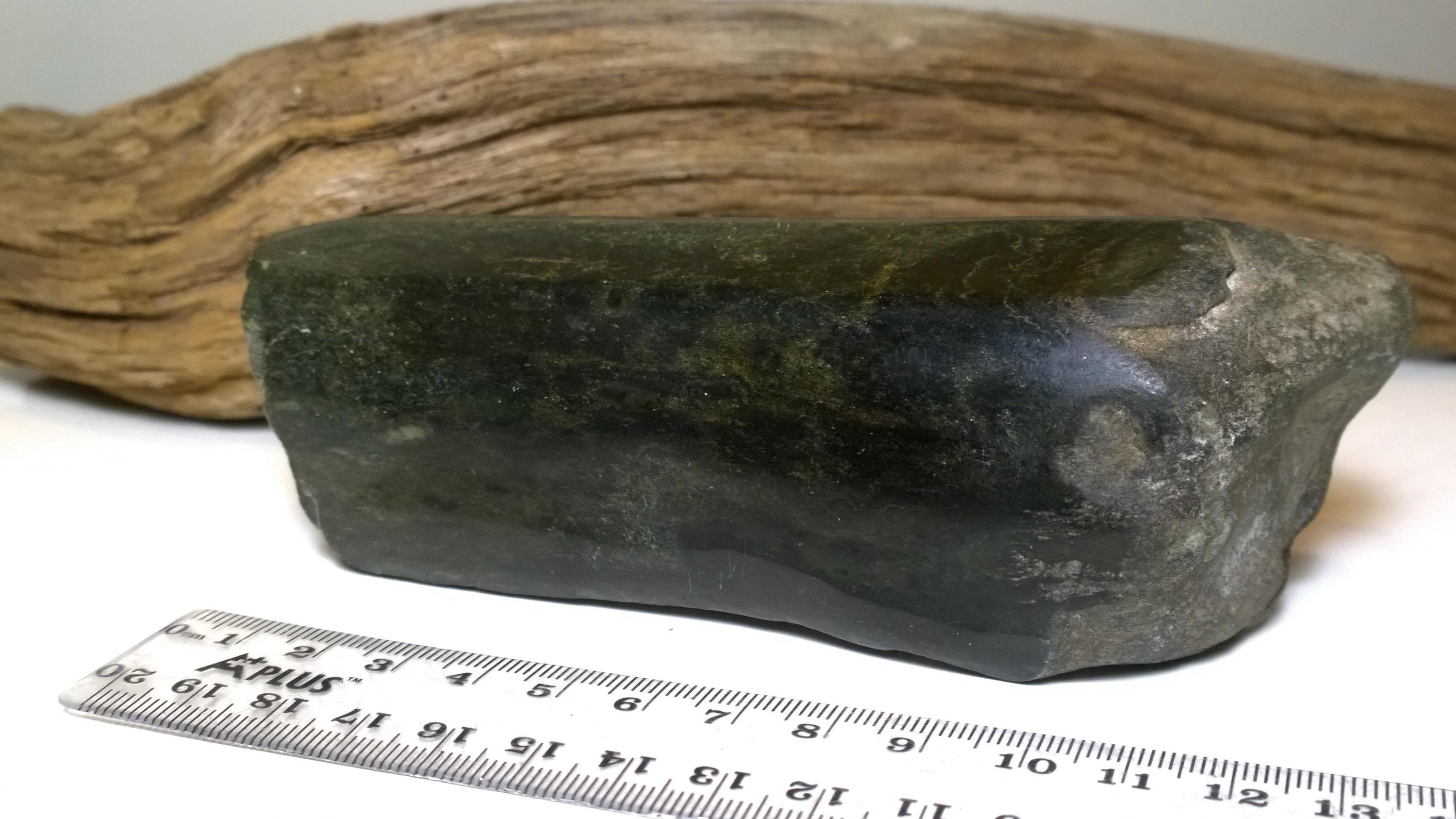 Black Nephrite Jade Specimen, Large Crystal Shape Pebble, Green Yellow ...
