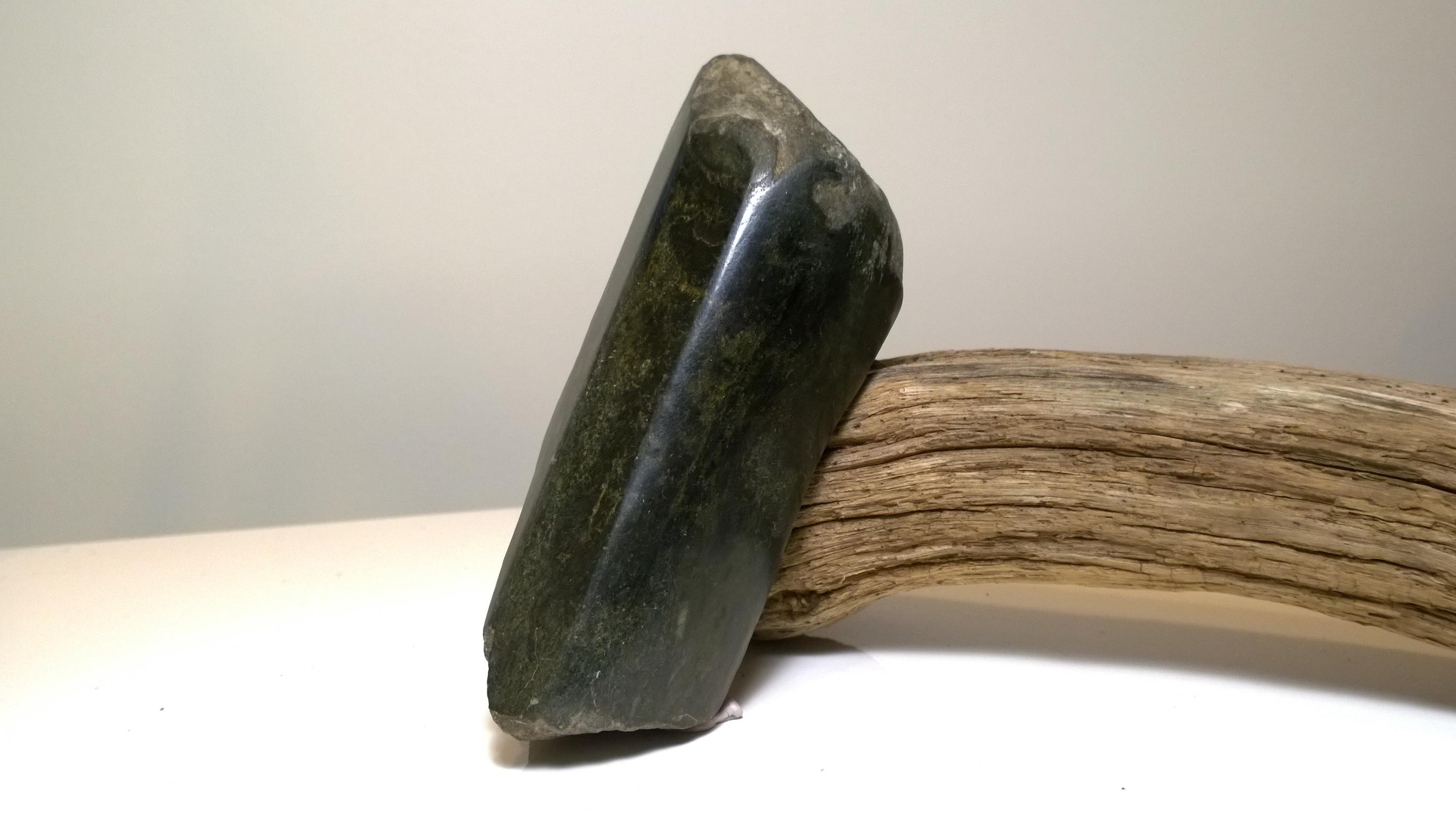 Black Nephrite Jade Specimen, Large Crystal Shape Pebble, Green Yellow ...