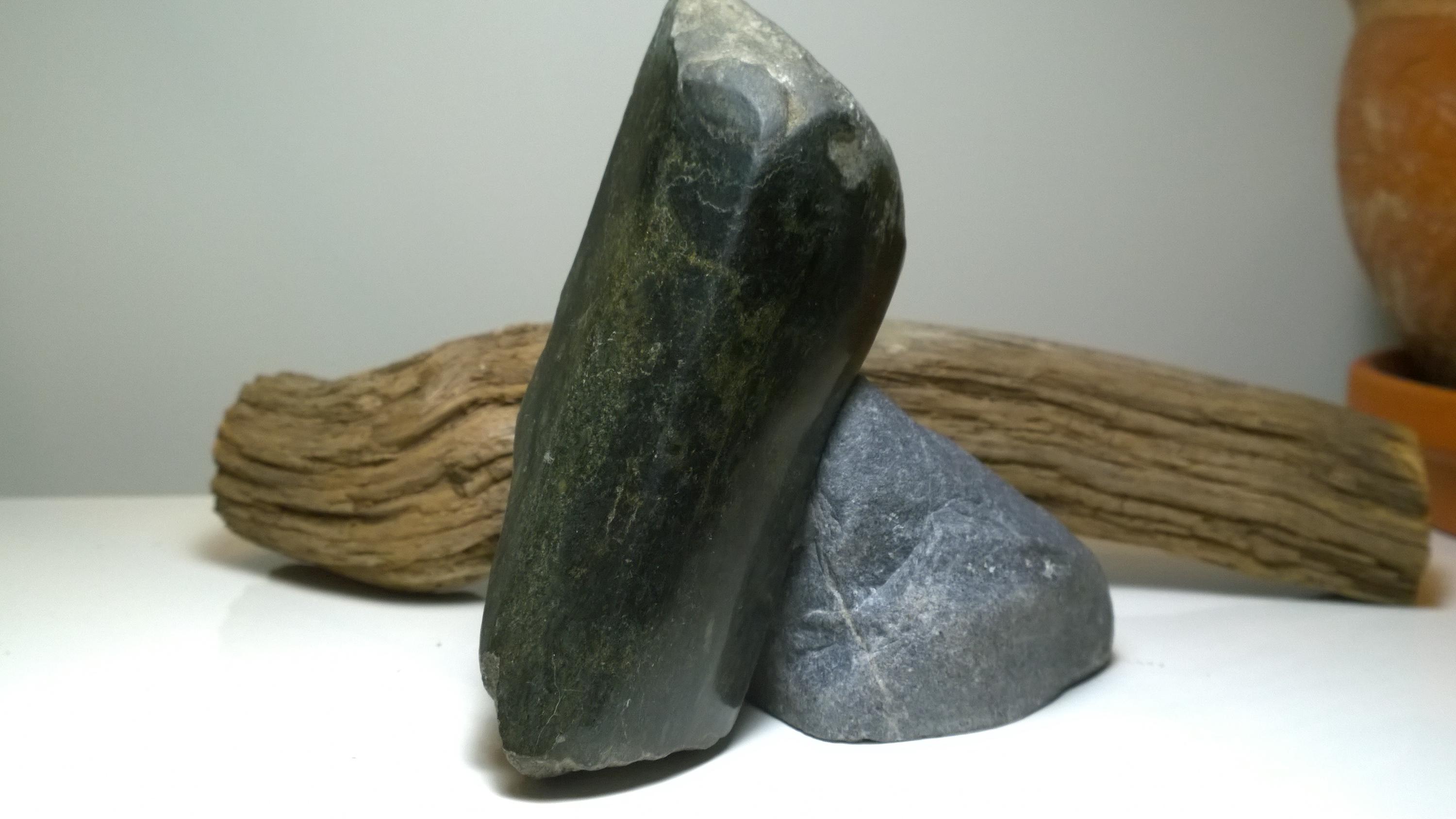 Black Nephrite Jade Specimen, Large Crystal Shape Pebble, Green Yellow ...