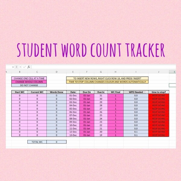 Word Assignment Tracker - Etsy