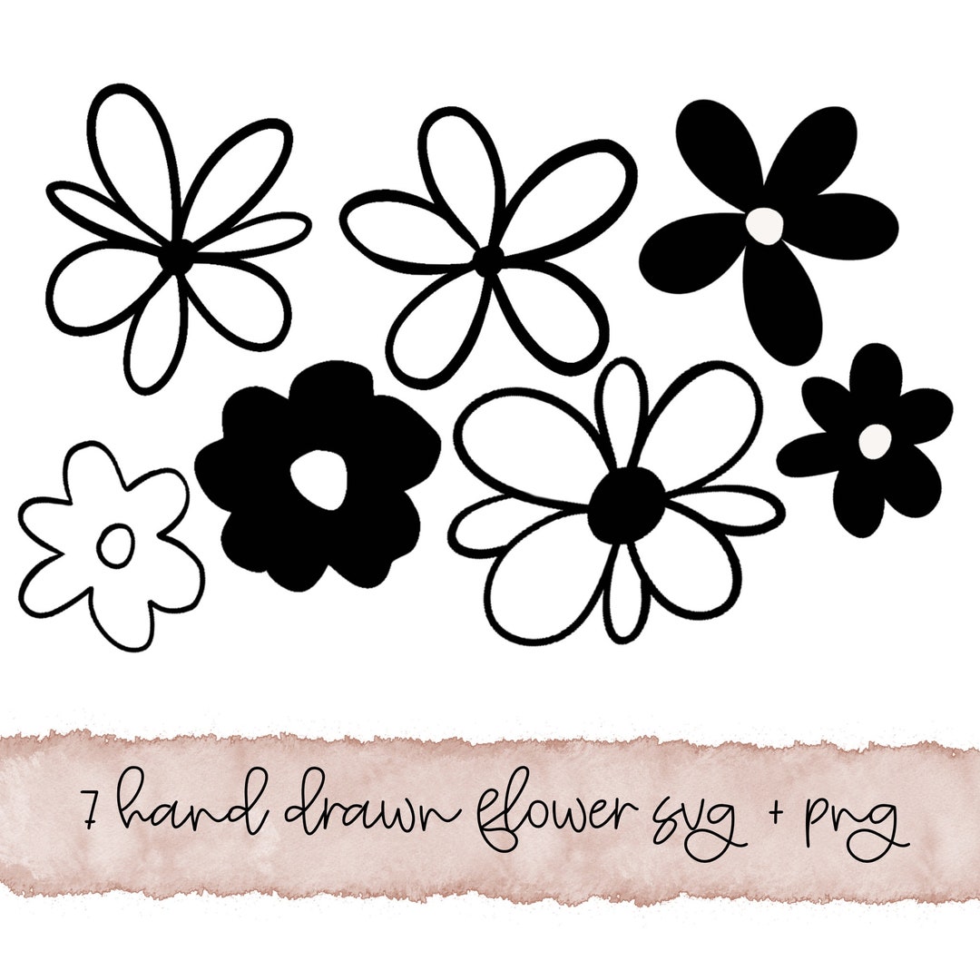 Hand Drawn Flower SVG and PNG - Digital Download - Boho Flower - Laser ...