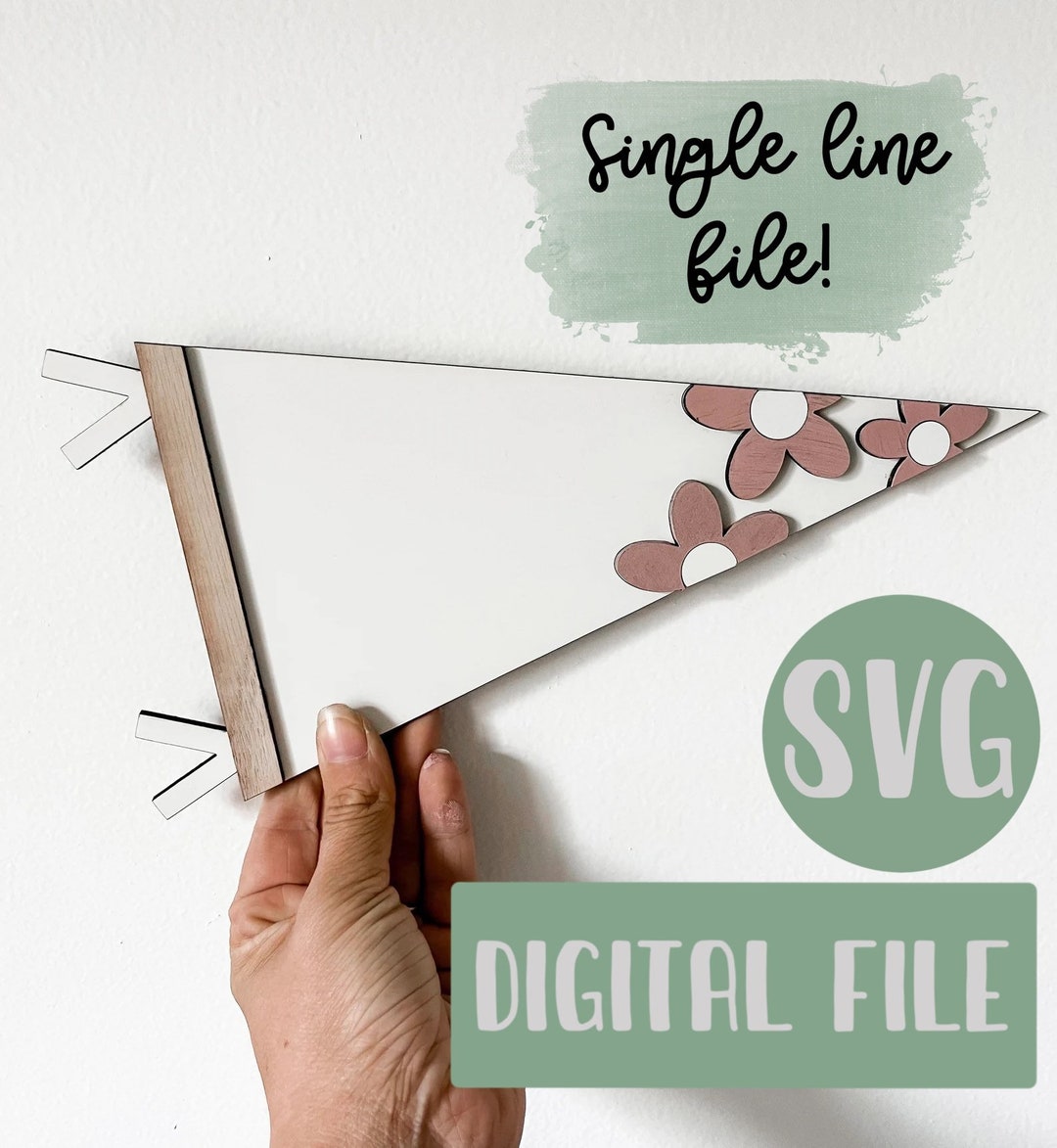 Floral Flag Pendent - Laser File - Glowforge File - Retro Flag Laser ...