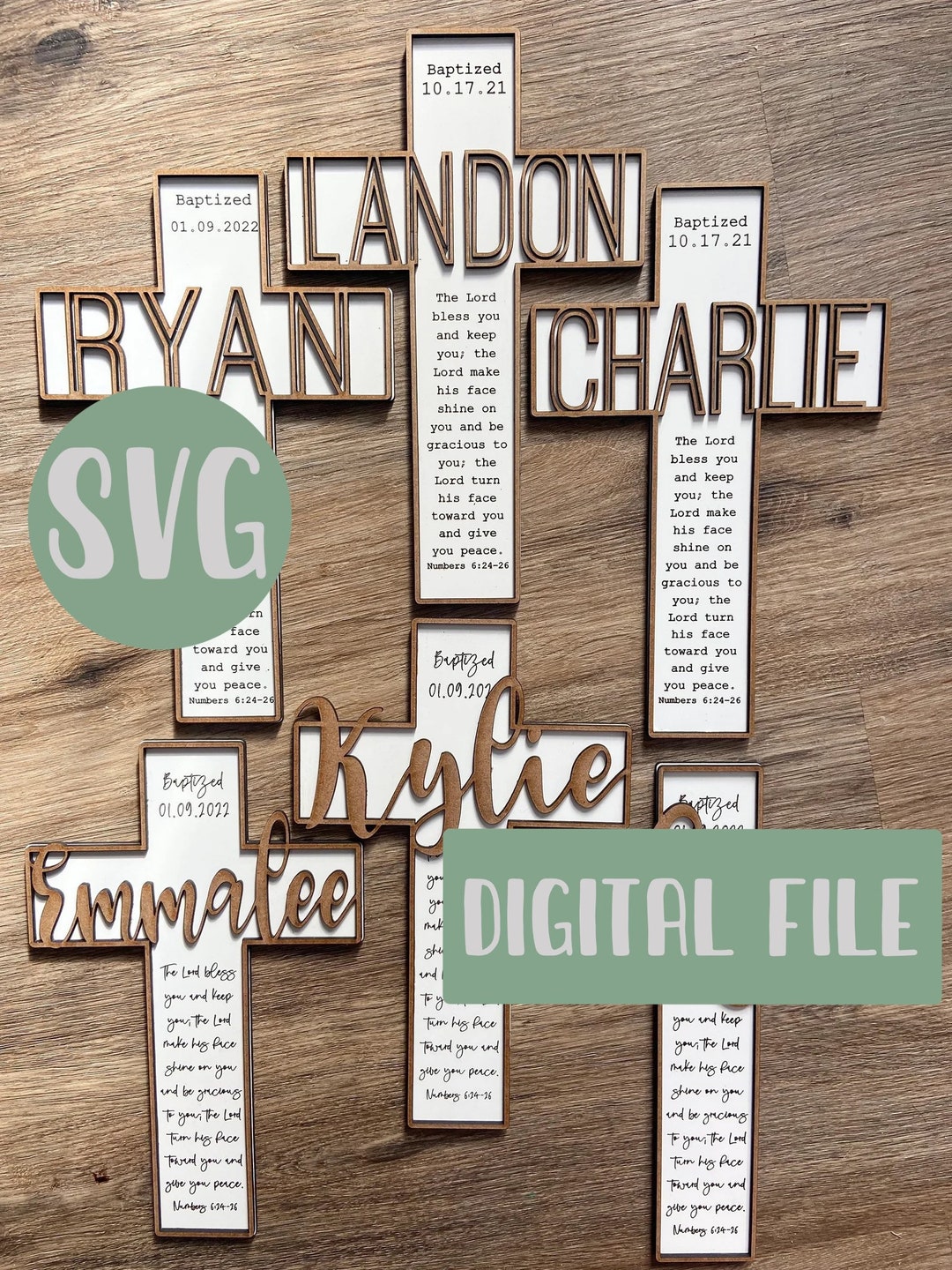 Baptism Cross DIGITAL DOWNLOAD, Baptism Laser File, Glowforge File ...