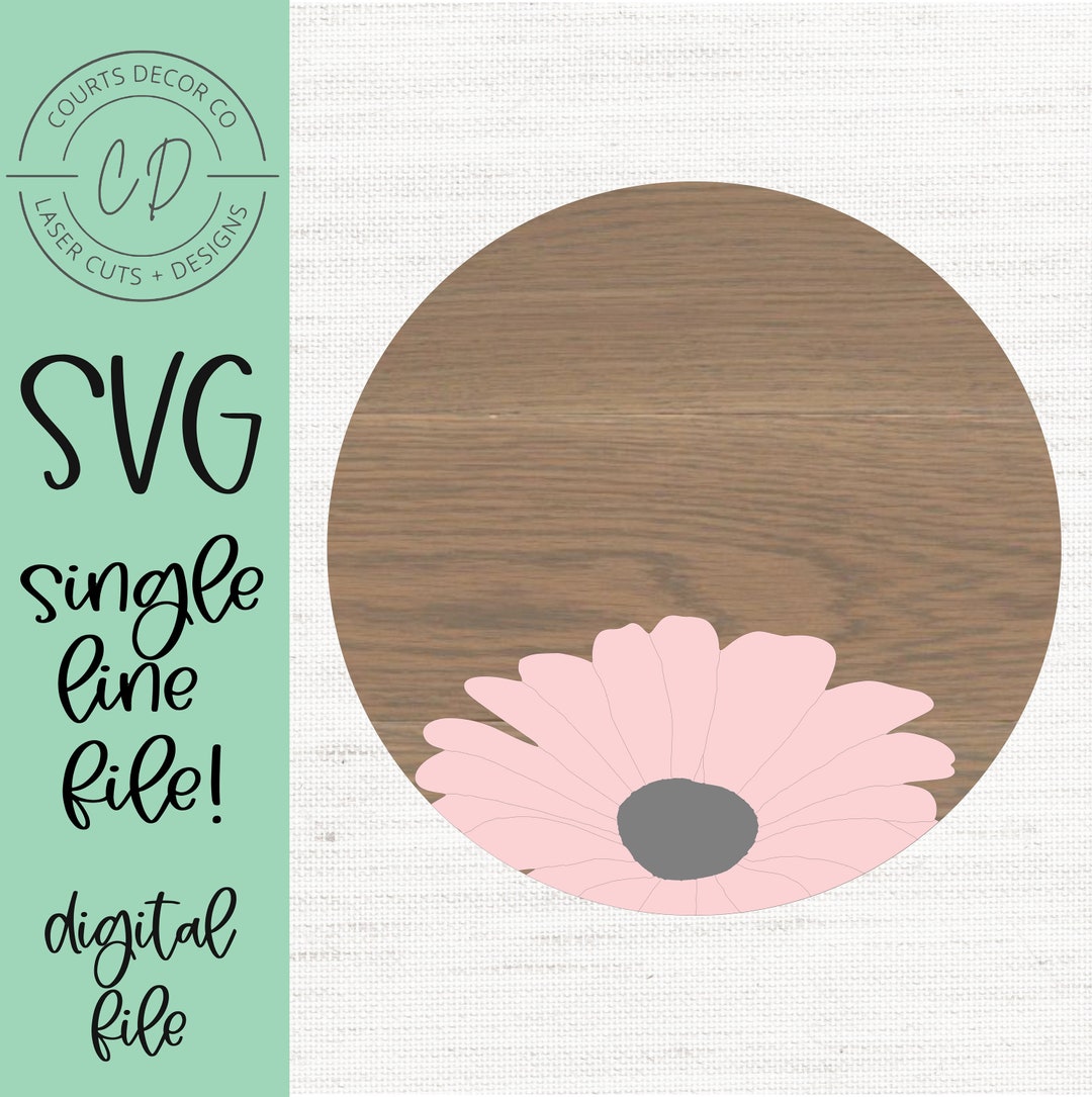 Single Line Floral Round Sign Laser File - DIGITAL DOWNLOAD - Single ...