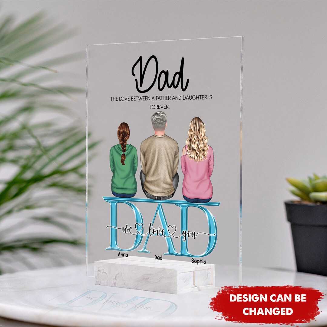 Custom Dad and Daughter Acrylic Plaque, Personalized Dad Gift, Birthday ...