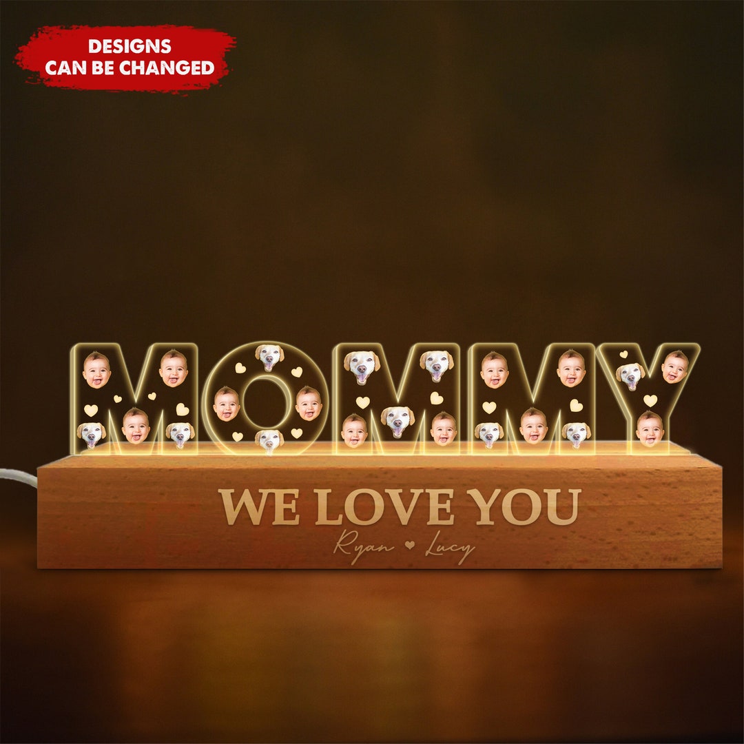 Personalized Face Photo LED Light, Night Light, Personalized Mom Gift ...