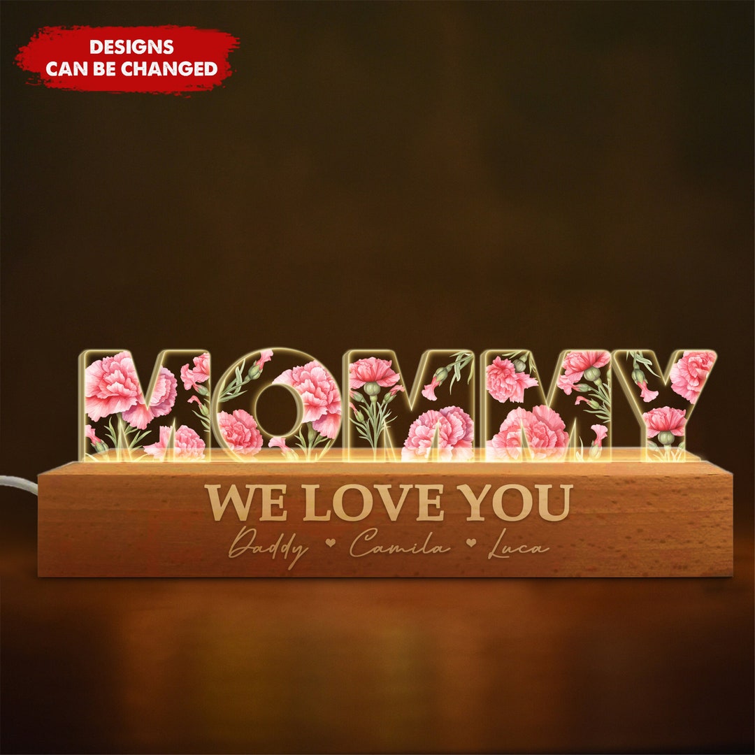 Buy Custom Mommy Flower Printed LED Night Light With Kids Names ...