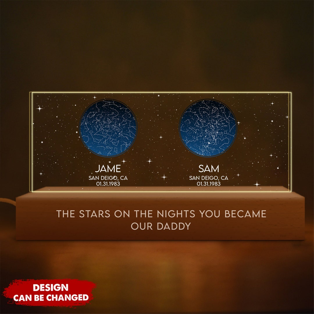 Personalized Star Map LED Night Light, Custom Night Sky Print, Birthday ...