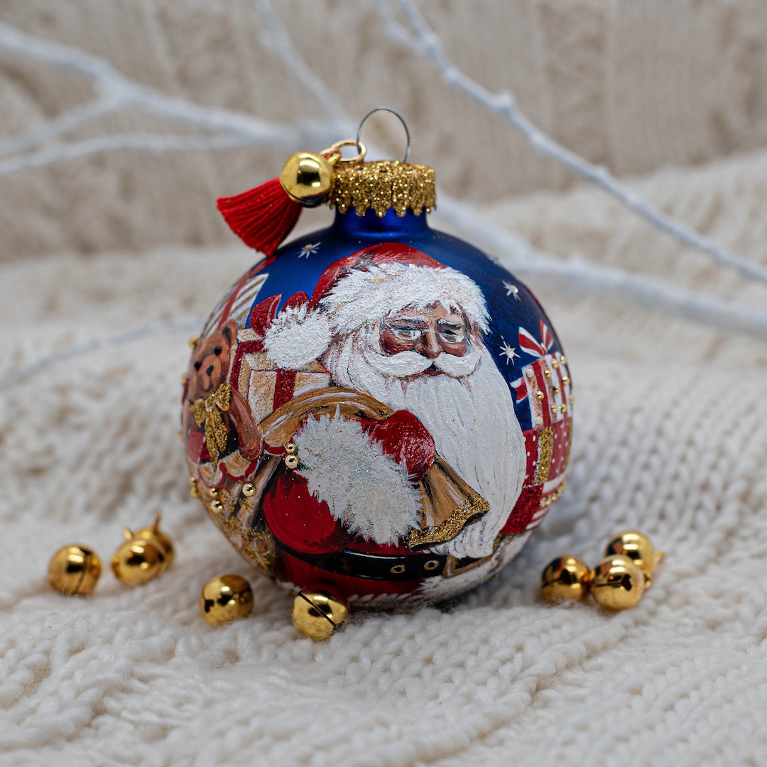 Santa Claus Christmas Ornament Hand-painted Holiday Decor Premium Christmas Ornament Collectible ...