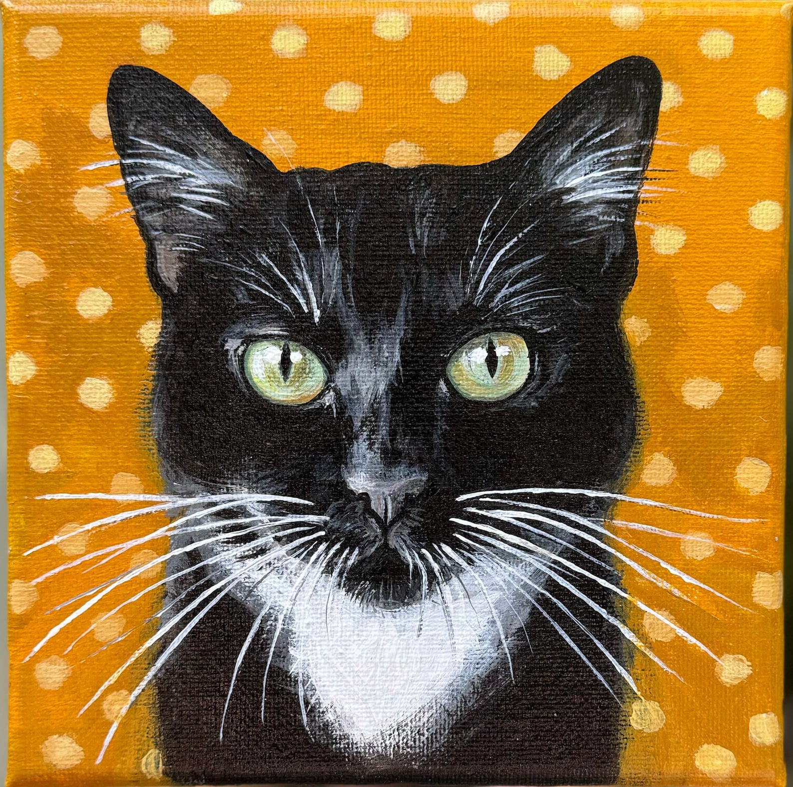 Hand-painted Cat Portrait Tuxedo Cat Painting Feline Artwork Gift for ...