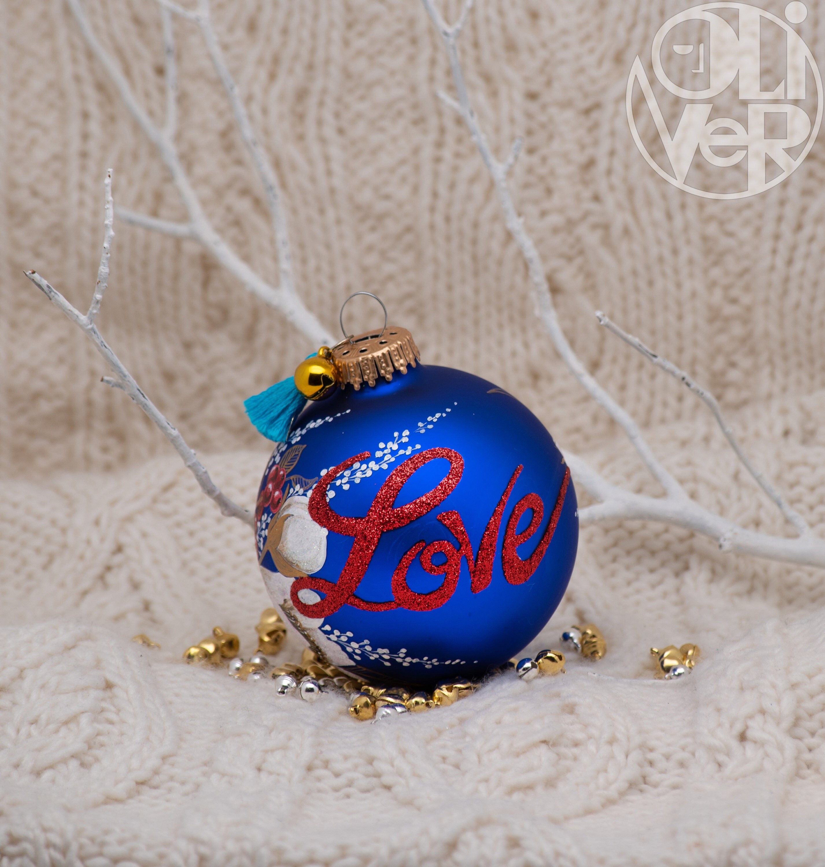 Scripted love Hand Painted Floral Glass Christmas Ornament - Etsy