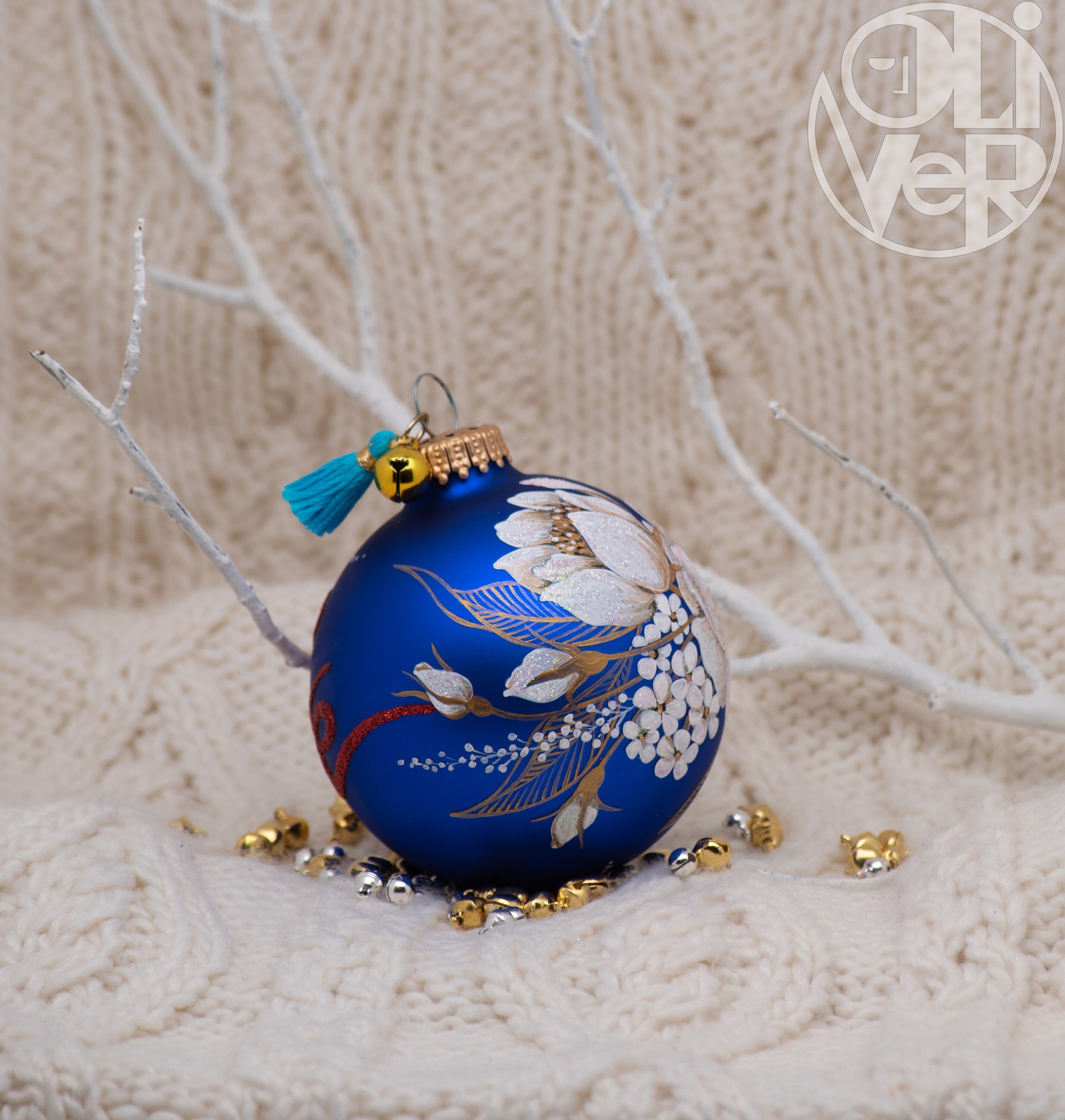 Scripted love Hand Painted Floral Glass Christmas Ornament - Etsy