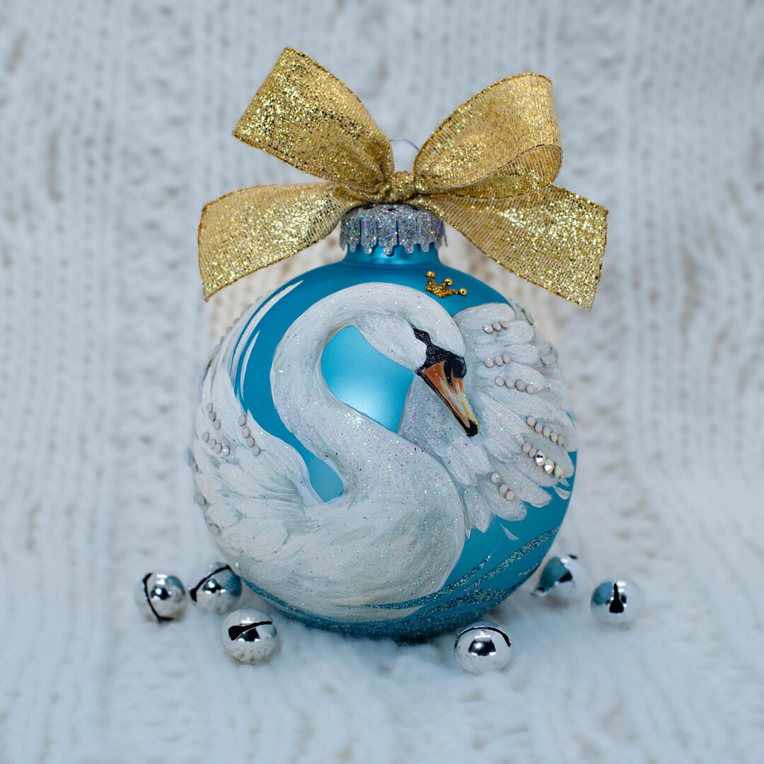 Swan Christmas Ornament Hand-painted Holiday Decor Premium Collectible ...