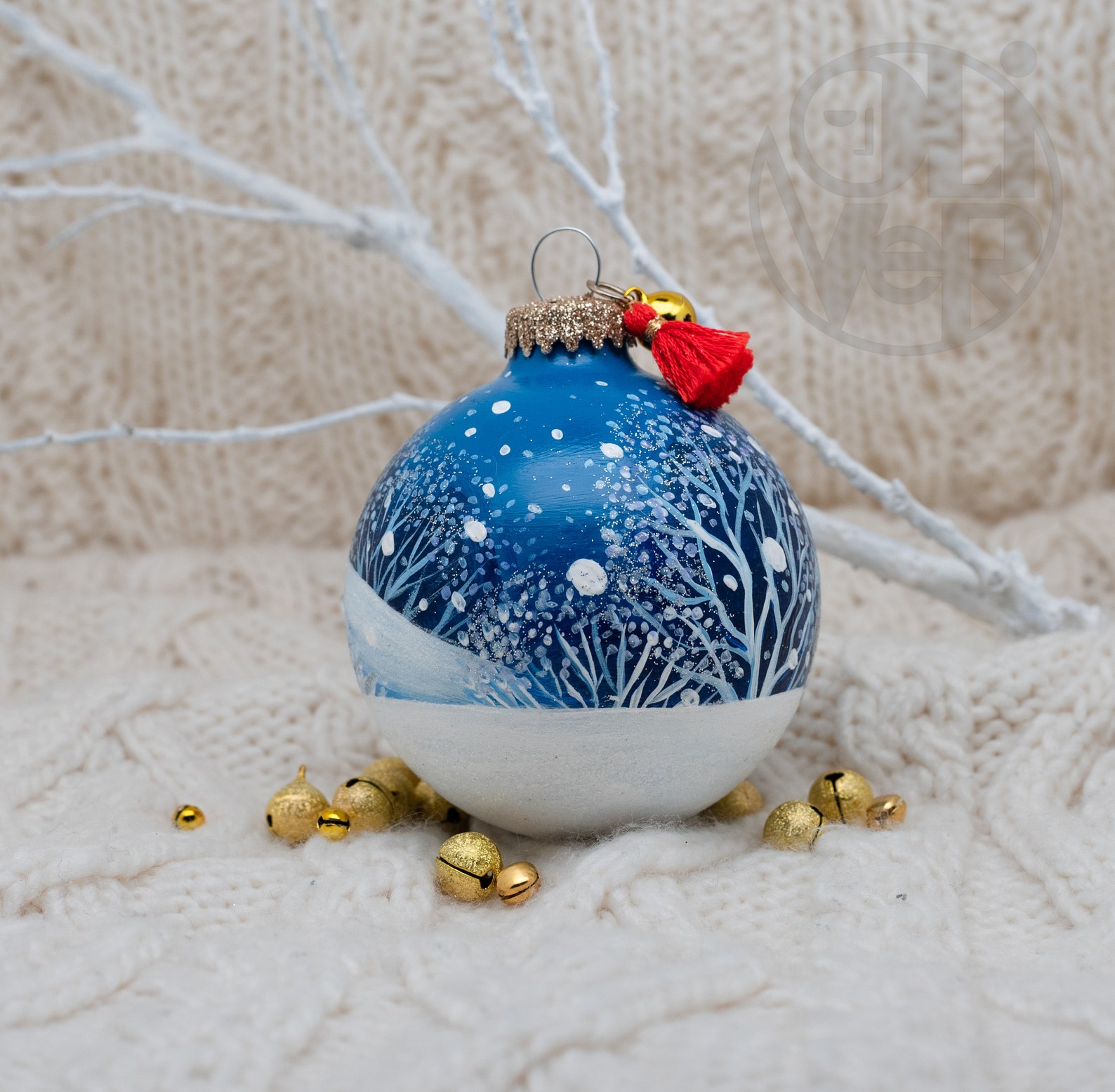 Hand Painted Winter Snow Scene Glass Premium Christmas Ornament Raccoon ...