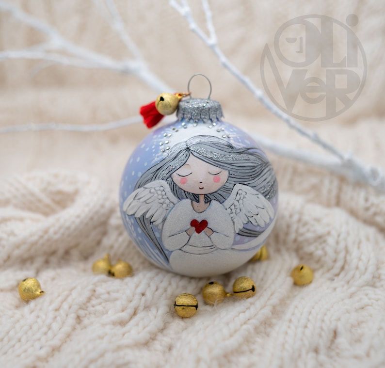 Personalisable Hand Painted Guardian Angel Glass Premium Christmas ...