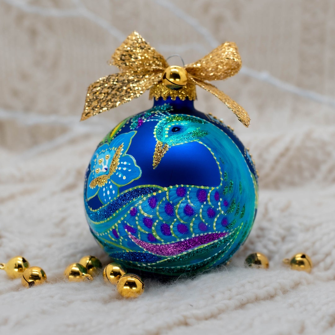 Peacock Christmas Ornament Hand-painted Christmas Ornament Holiday ...