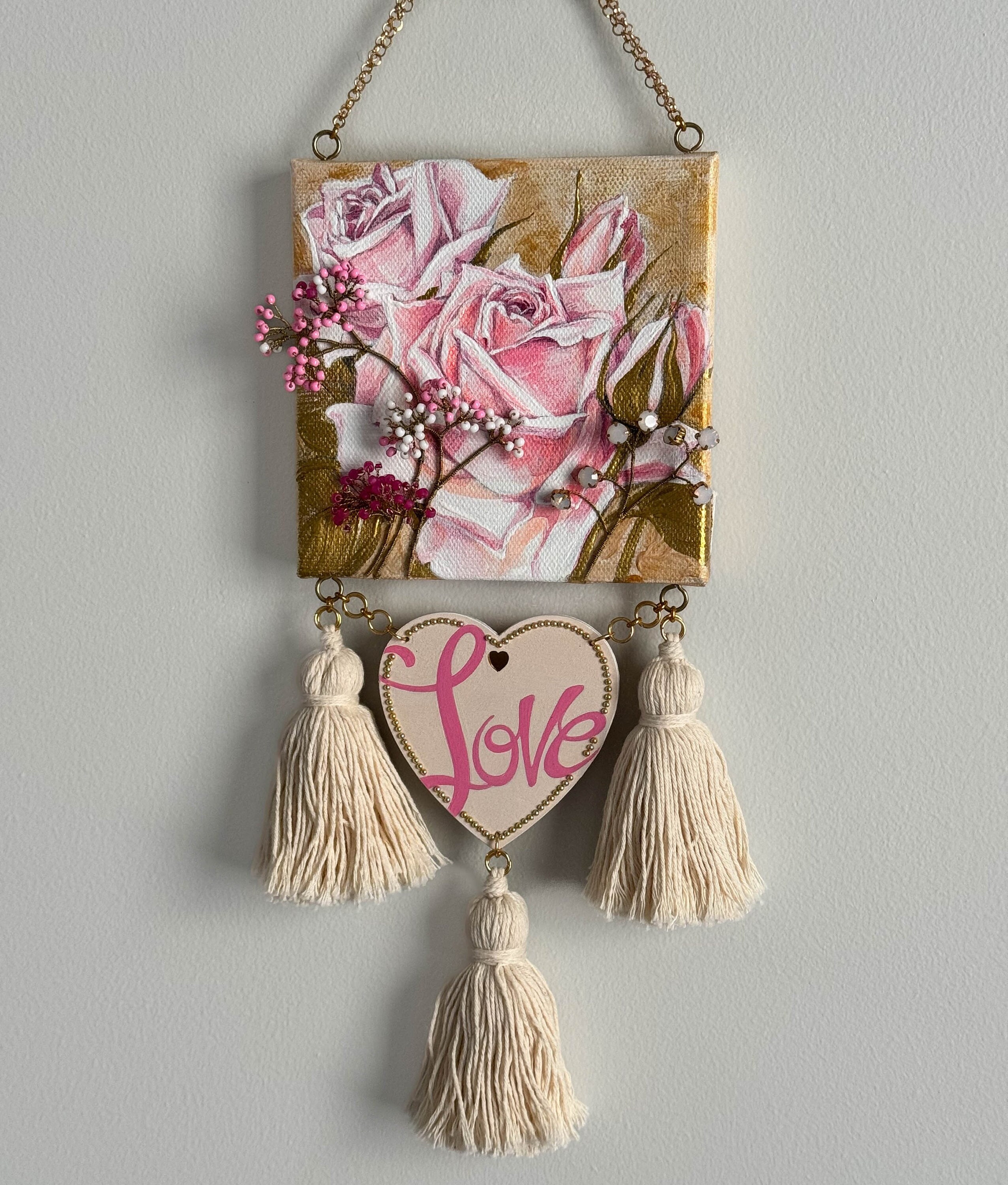 Hand-painted Floral Name Sign: Dorm Room or Nursery Decor With Tassels ...