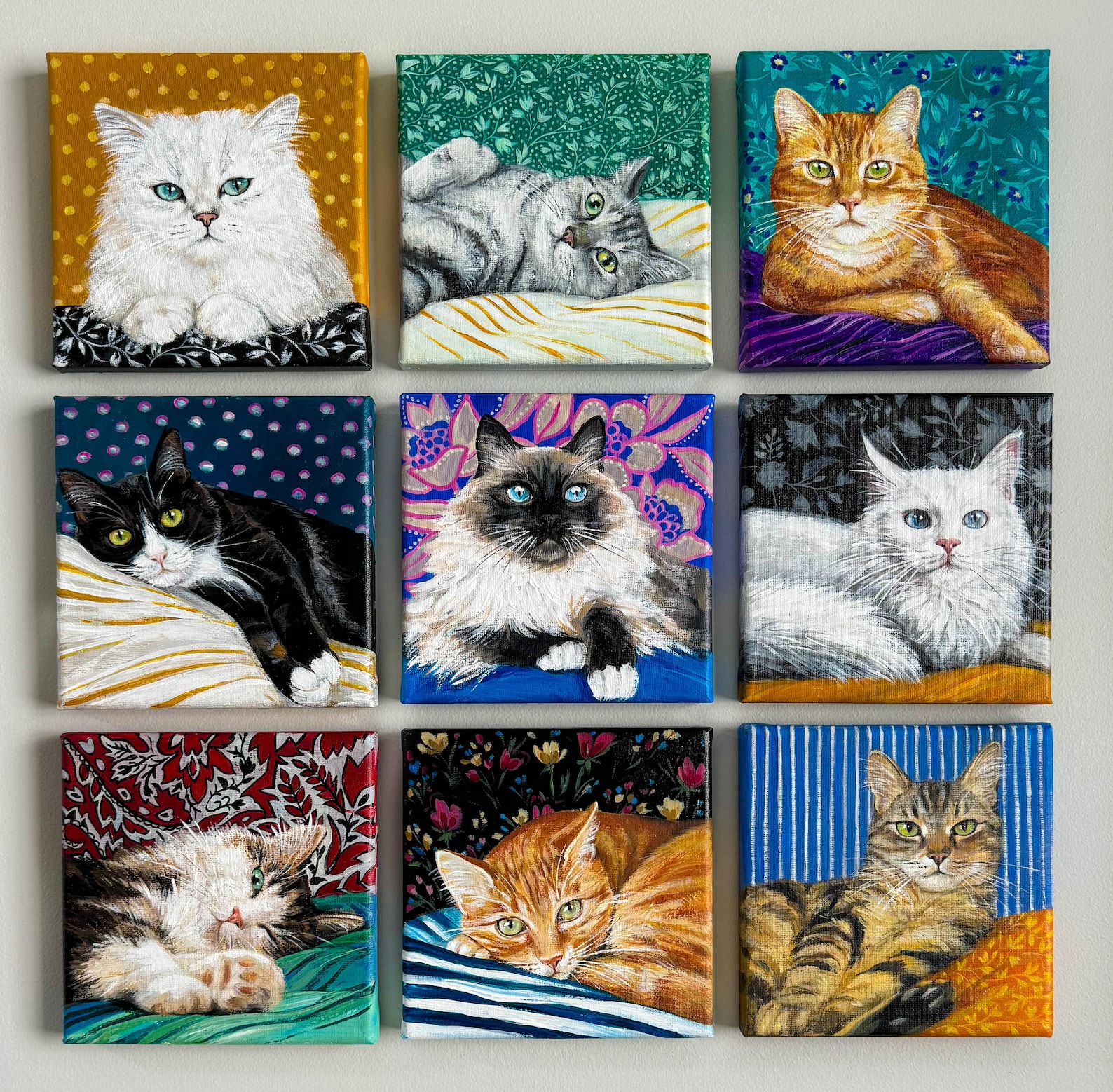 Hand-painted Cat Portrait Tuxedo Cat Painting Feline Artwork Gift for ...