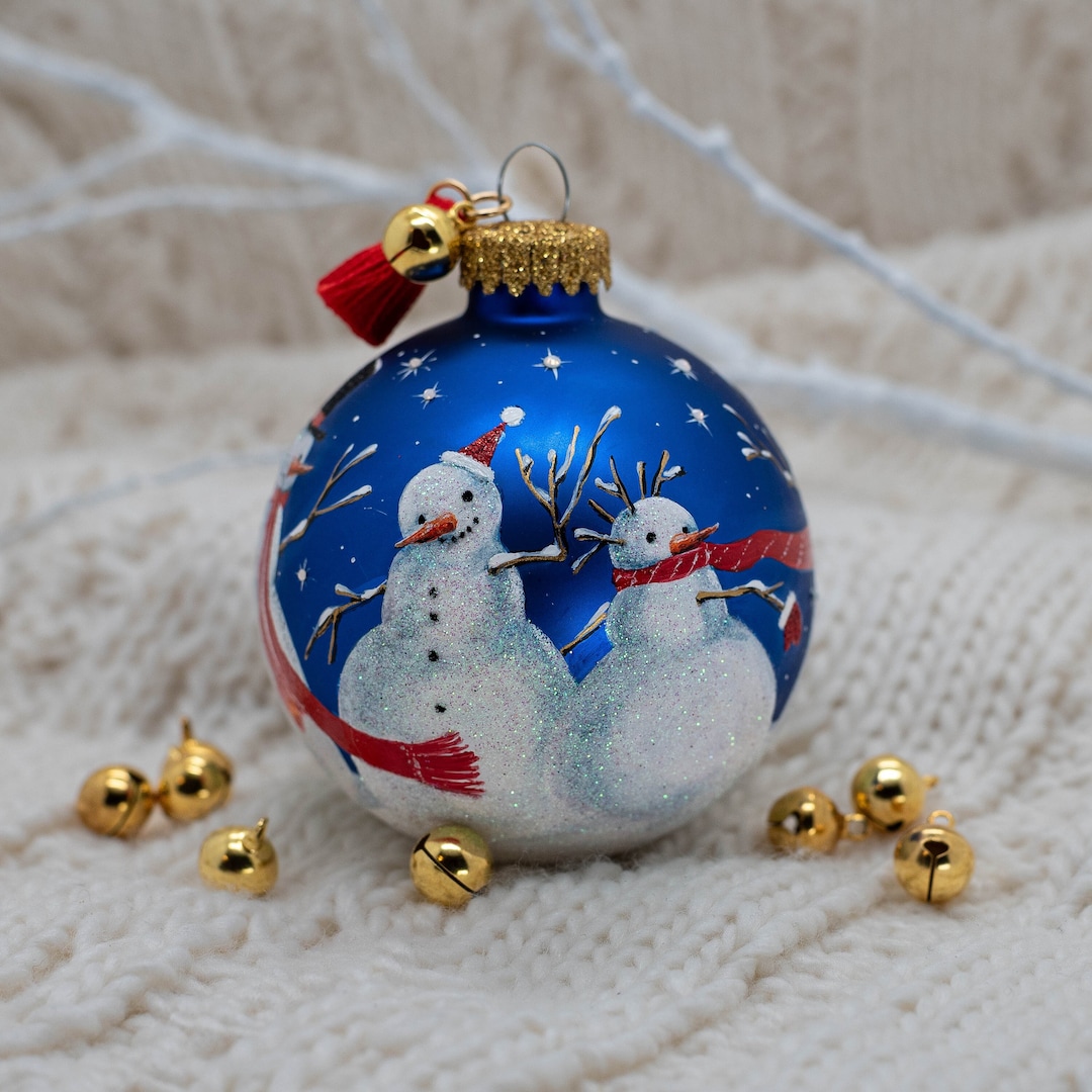 Snowmen Christmas Ornament Hand-painted Holiday Decor Premium Christmas ...