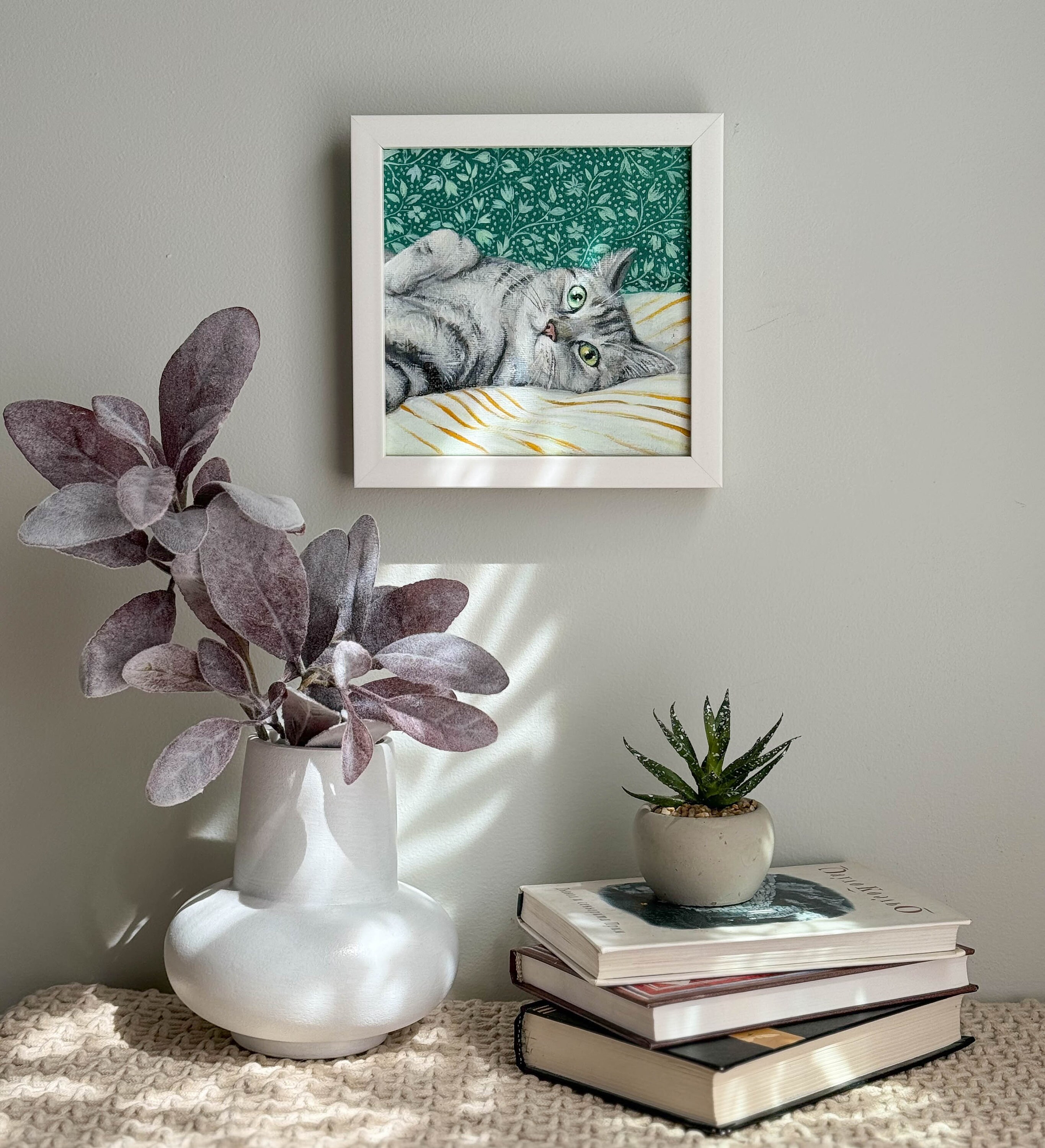 Vibrant Hand-painted Cat Portrait on Canvas Domestic Shorthair Cat - Etsy