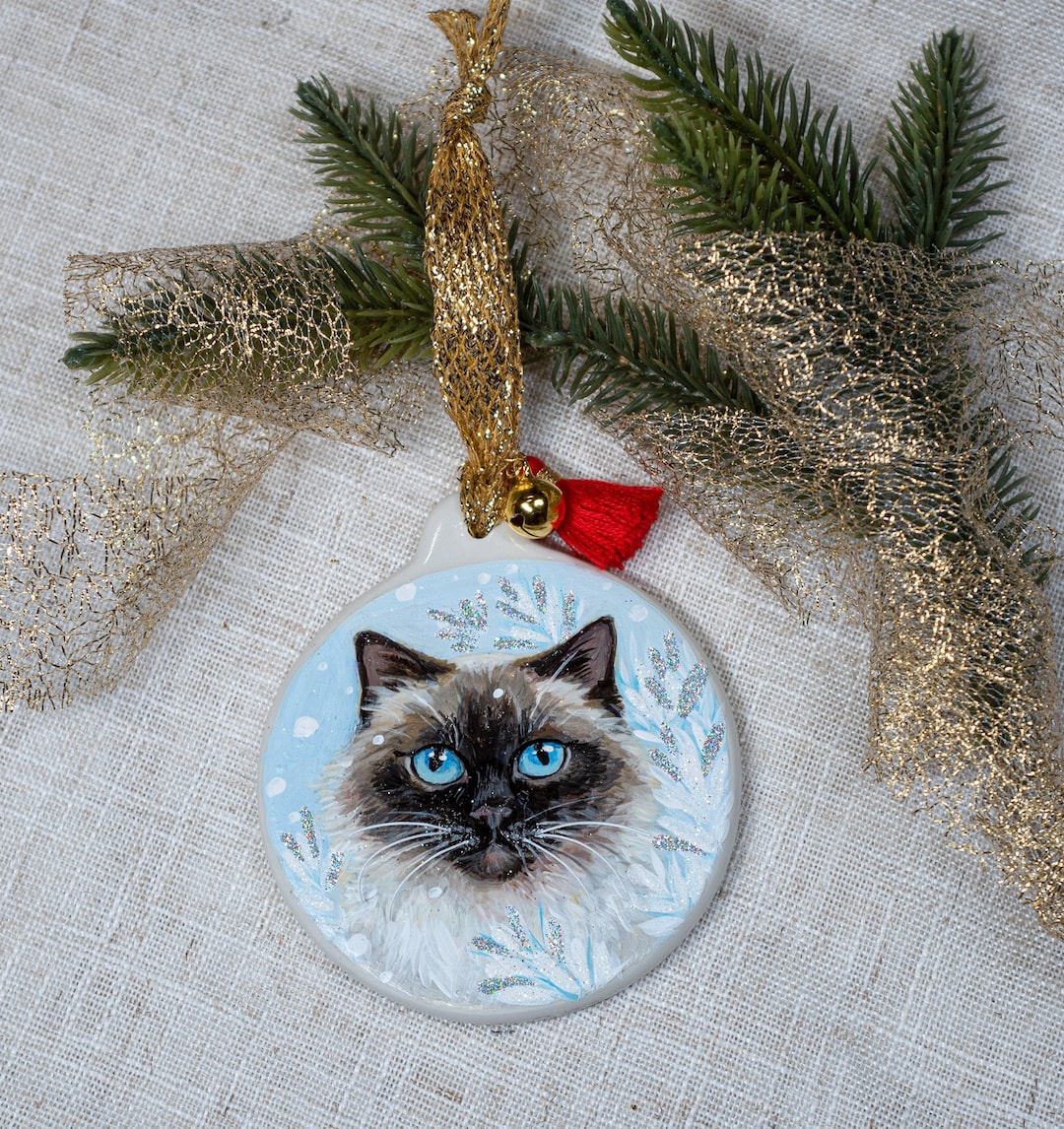 Beautiful Handpainted Cat Christmas Ornament Ragdoll Realistic, Cute ...