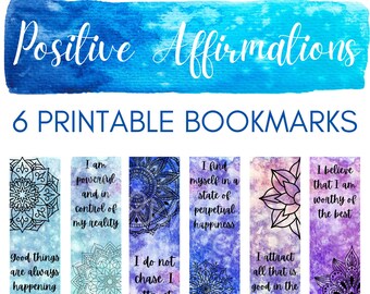 Self Love Bookmarks Printable Set of 6 Affirmation Bookmarks | Etsy