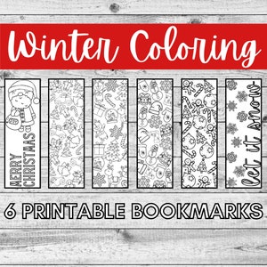 Winter Coloring Bookmarks, Set of 6, DIGITAL DOWNLOAD, Coloring ...