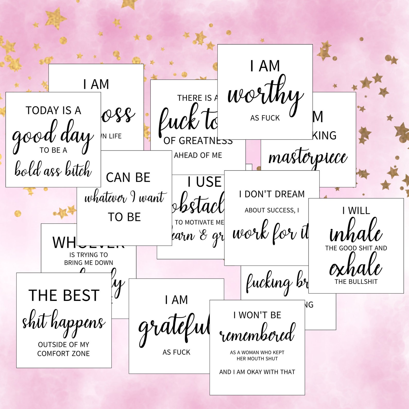 Badass Affirmation Cards Sassy Affirmations Sweary - Etsy Australia