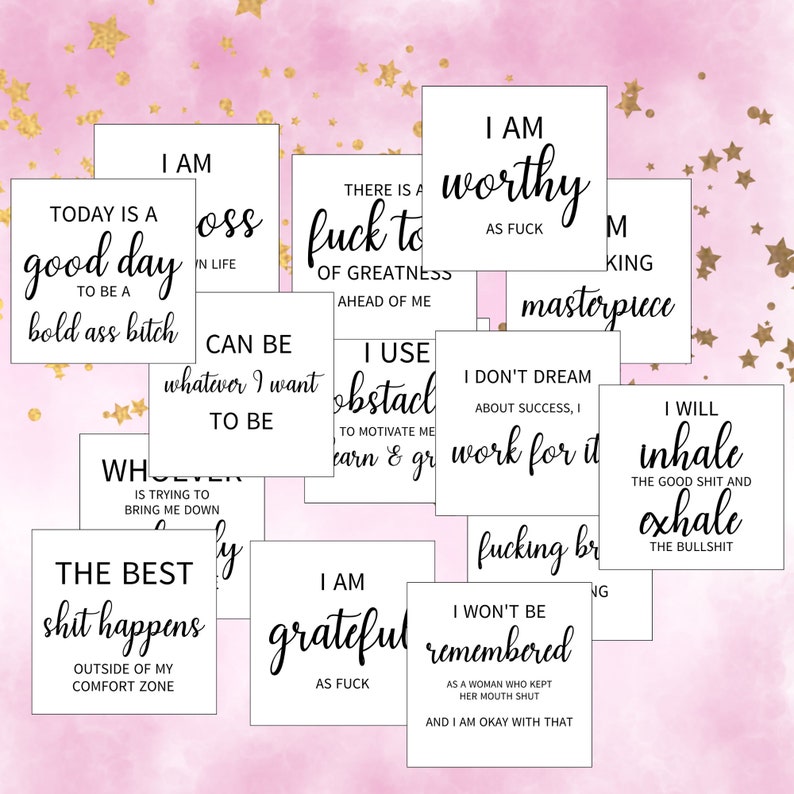 Badass Affirmation Cards, Sassy Affirmations, Sweary Affirmation Deck, PRINTABLE Cards ...