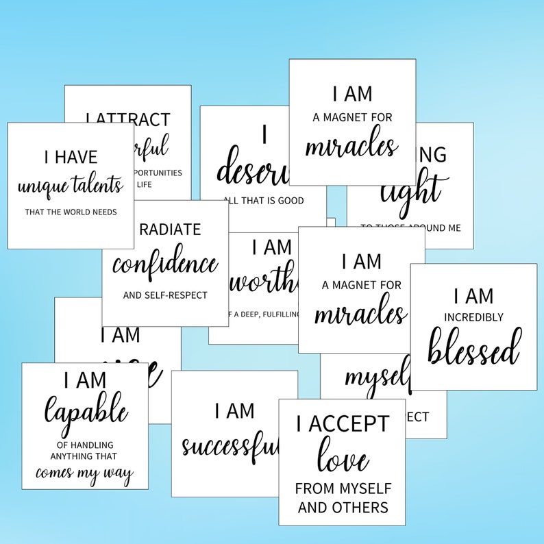 Printable Affirmation Cards for Women, Set of 48 Self Love Affirmation ...